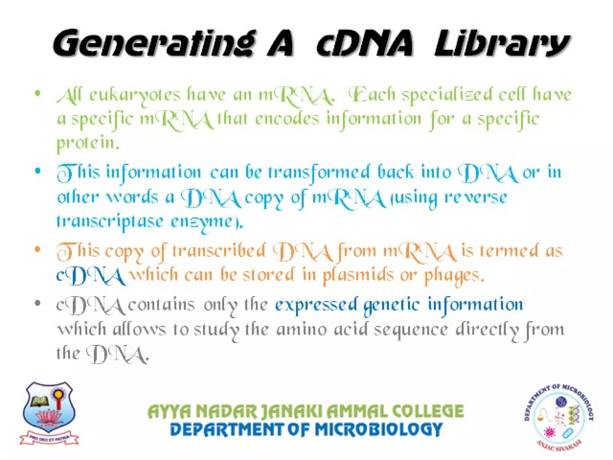 cDNA Library | PPT | Genetics | Science
