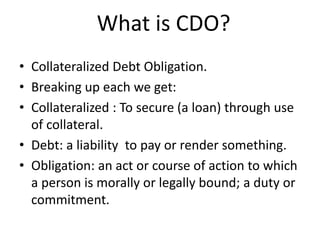 CDO, CDS and American Crisis | PPT