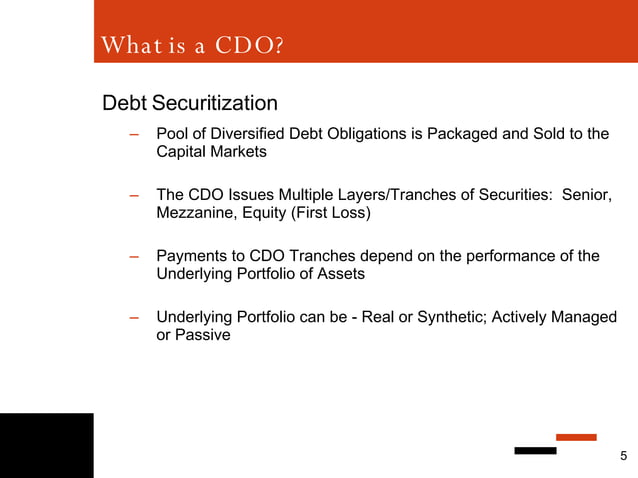 Cdo Collateralized Debt Obligation Ppt