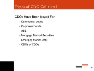 CDO: Collateralized Debt Obligation | PPT