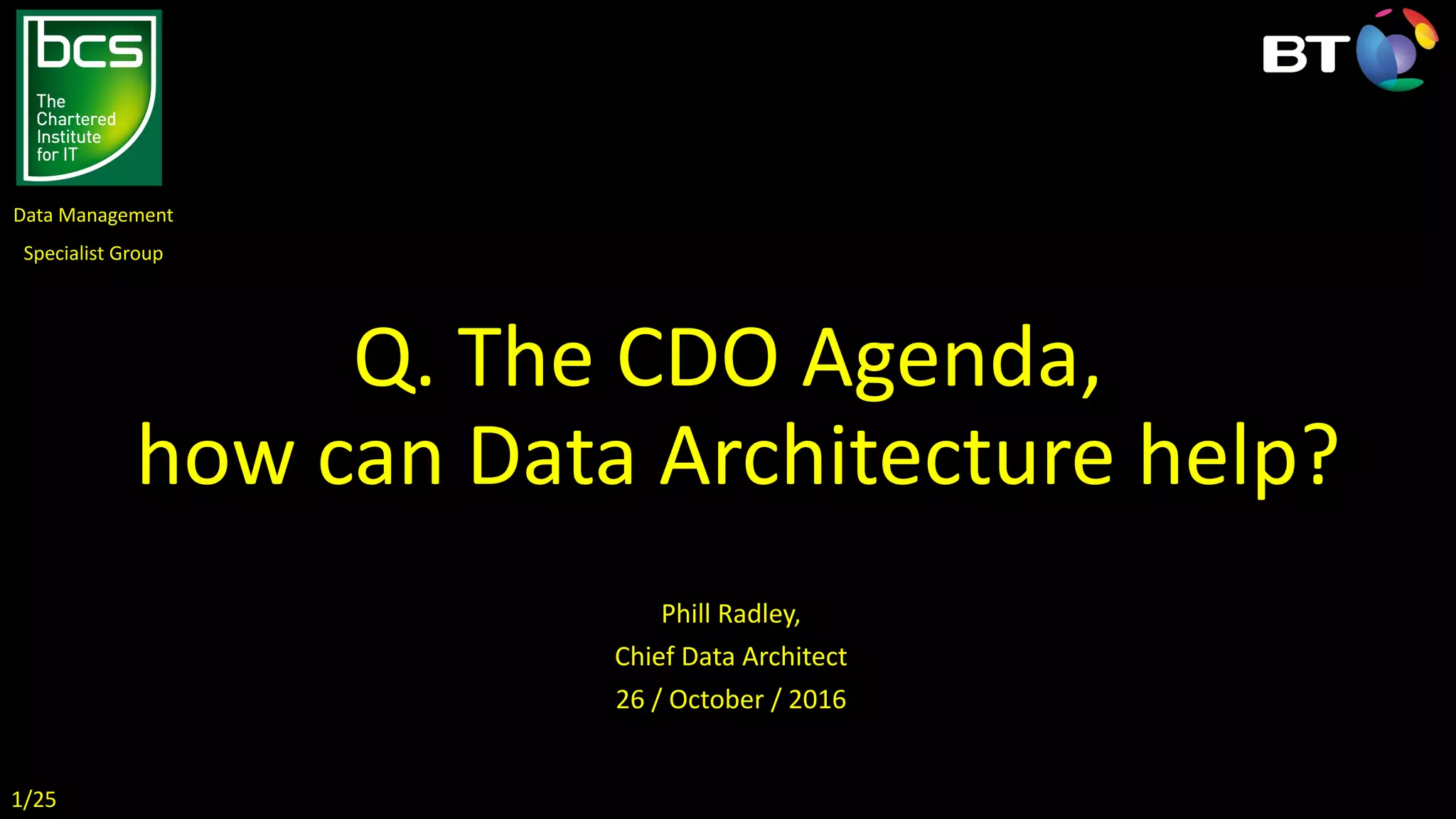 The CDO Agenda: how data architecture can help? | PPT