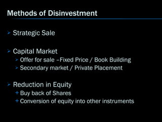 Disinvestment in India- Process & Methods | PPT