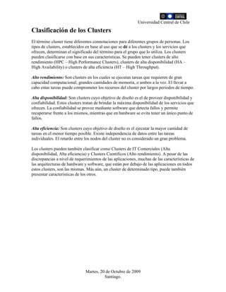 informe investigativo de cluster | DOC