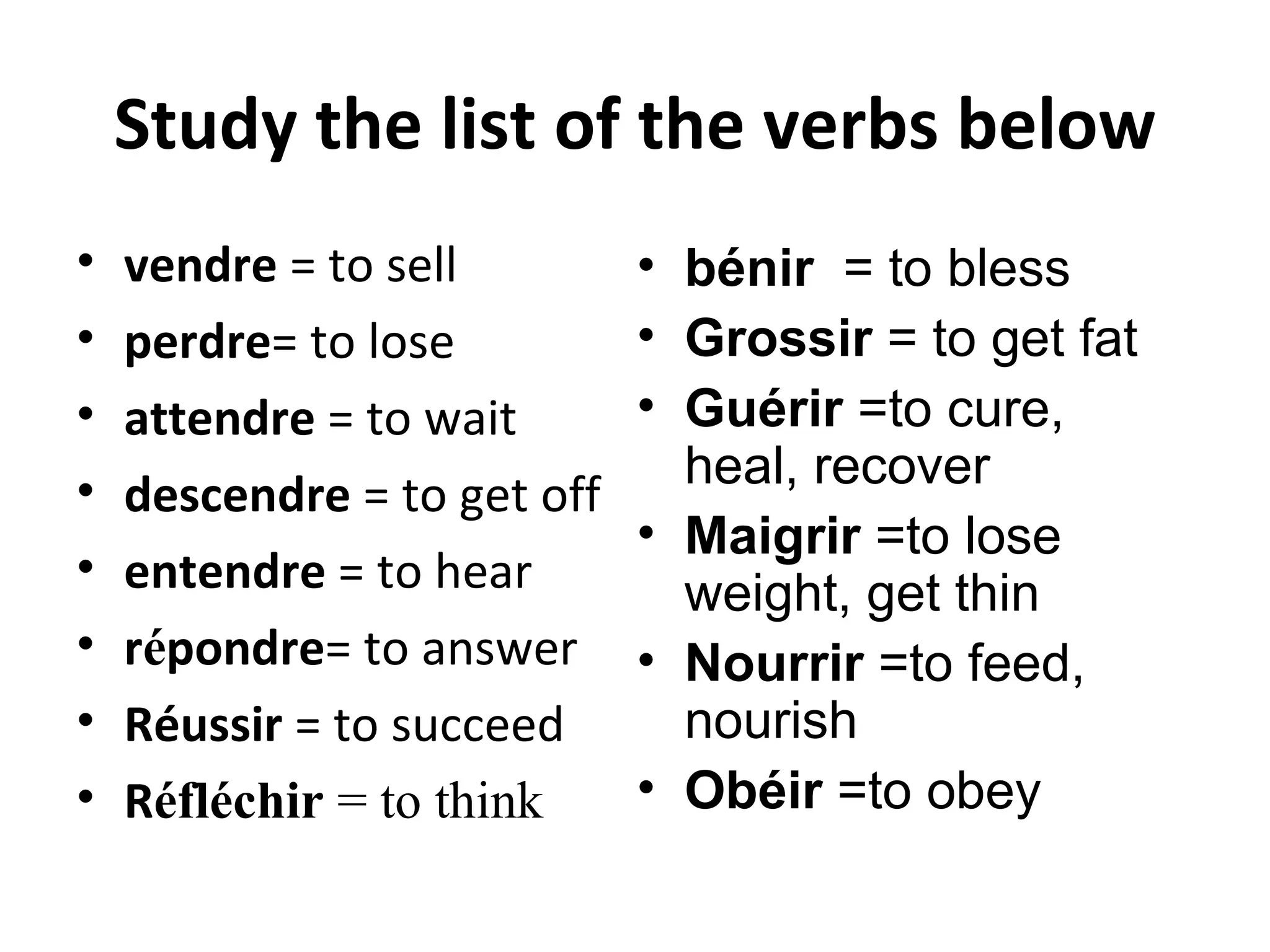 FRENCH: REGULAR VERBS IN ER RE IR- PRESENT TENSE | PPT