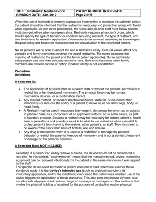 C:\Documents And Settings\701406\My Documents\Bh Inter Restraints Nonbehavioral 03012010 | PDF