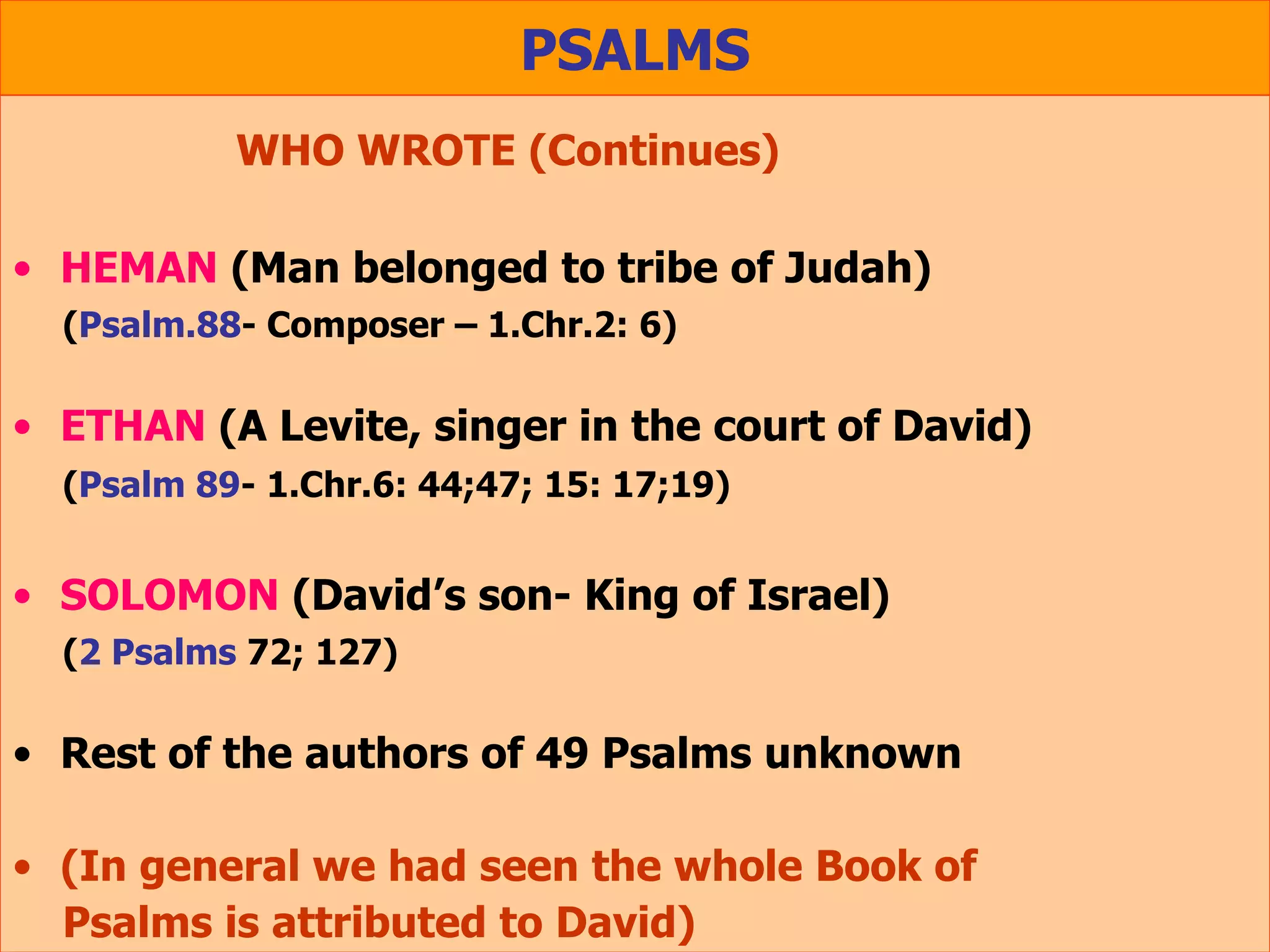 PSALMS | PPT | Christianity | Religion & Spirituality