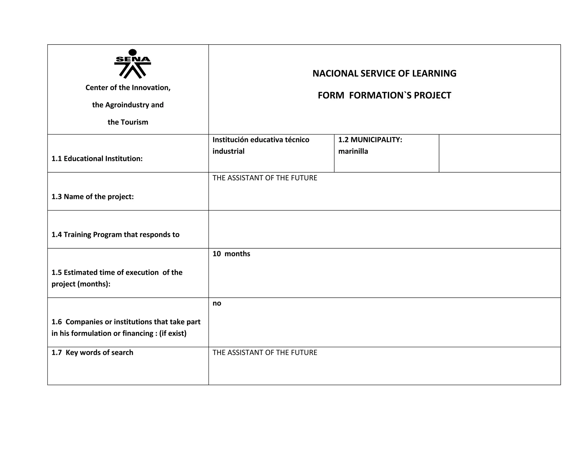 formato sena en ingles | DOCX