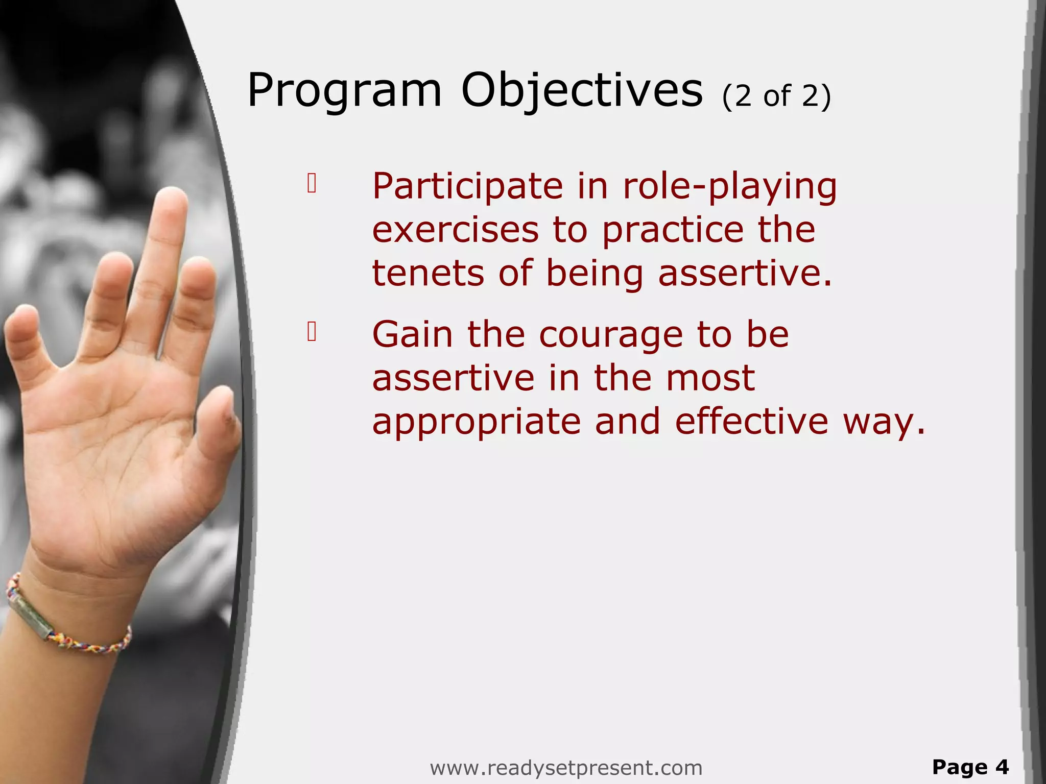 Assertiveness Powerpoint Ppt Content Modern Sample Ppt