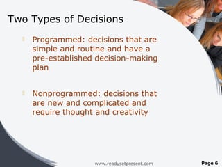 Decision Making PowerPoint PPT Content Modern Sample | PPT