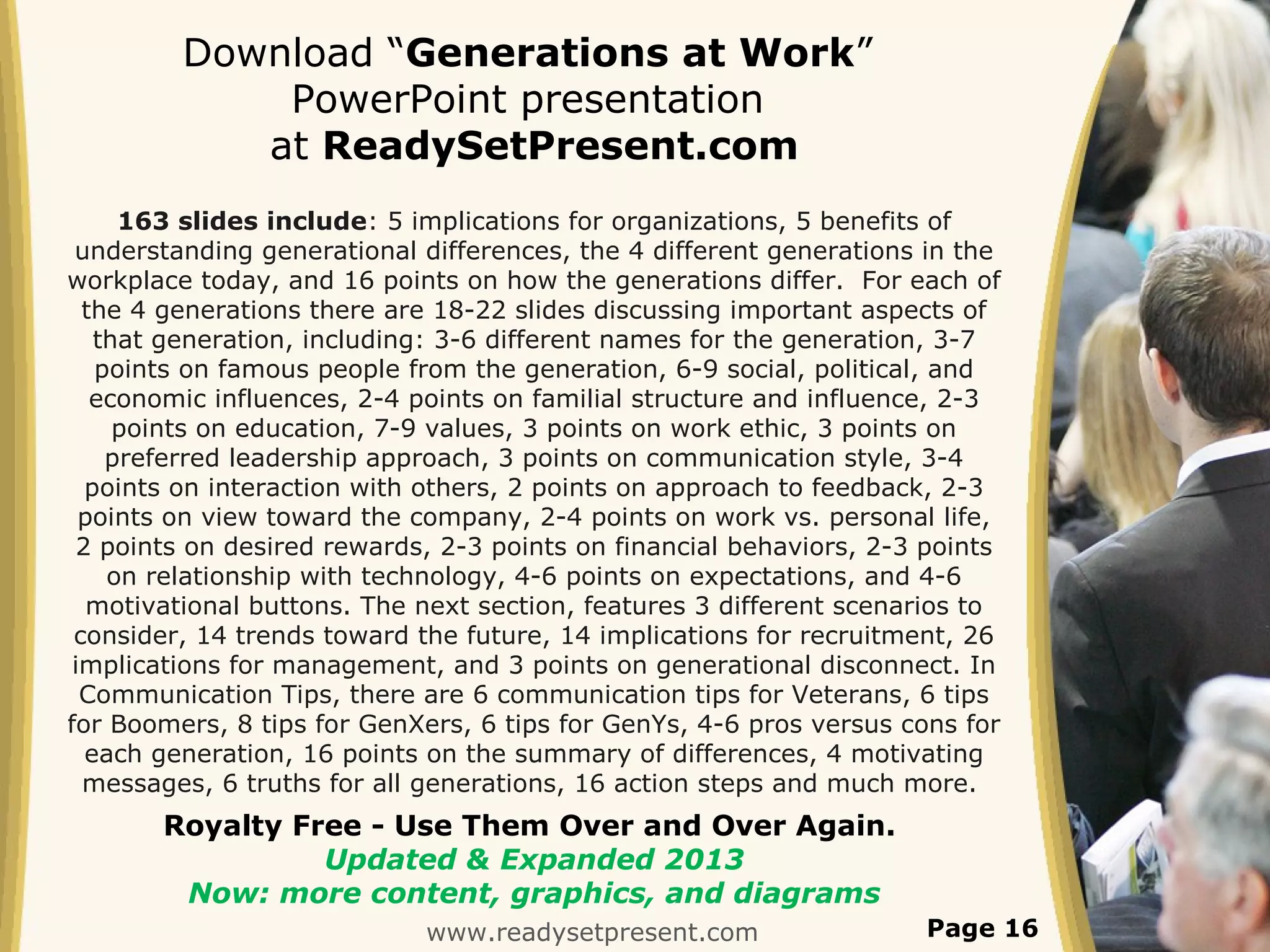 Generations at Work PowerPoint PPT Content Modern Sample | PPT