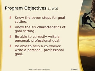 Goal Setting PowerPoint PPT Content Modern Sample | PPT