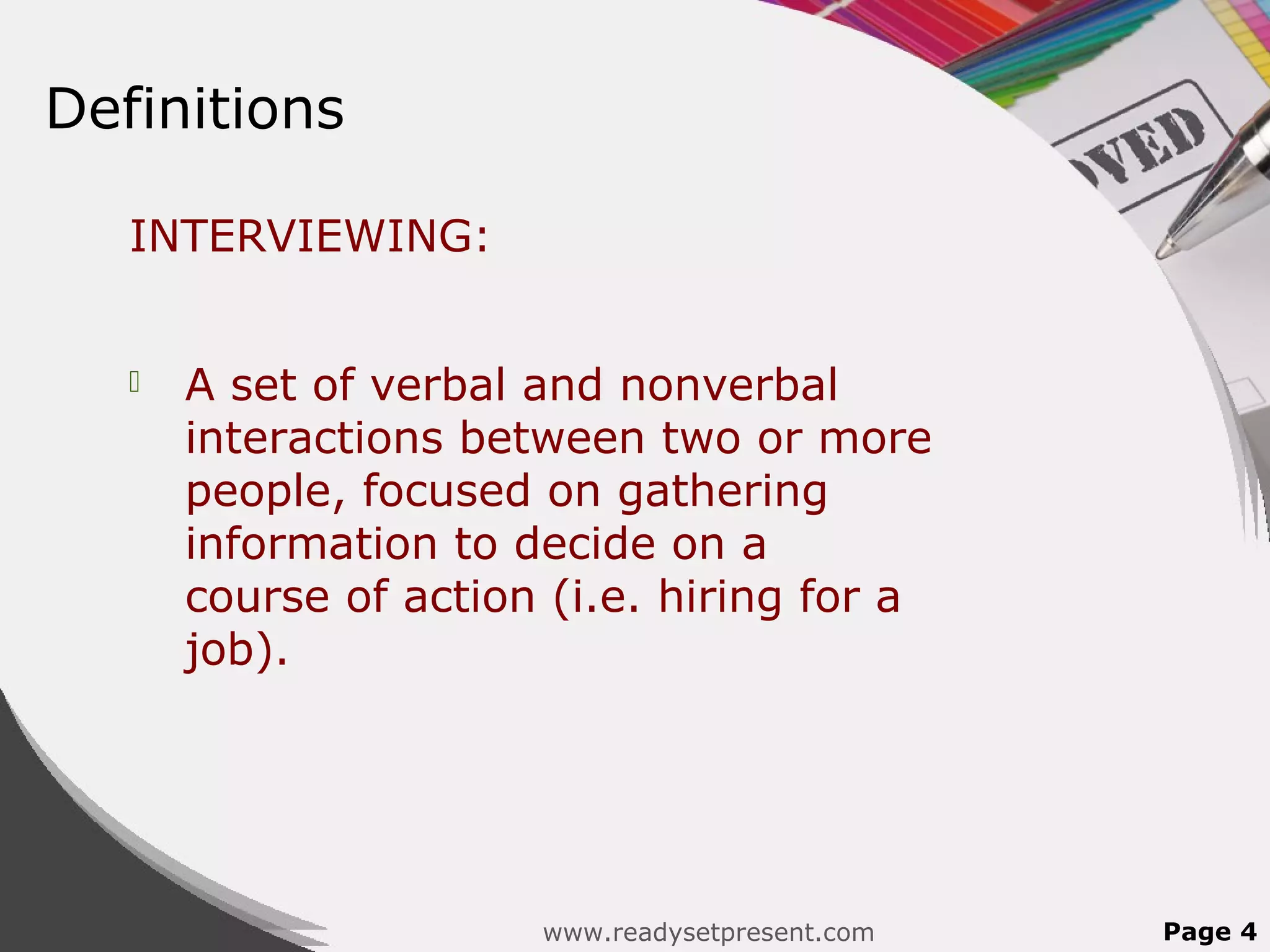 Interviewing PowerPoint PPT Content Modern Sample | PPT
