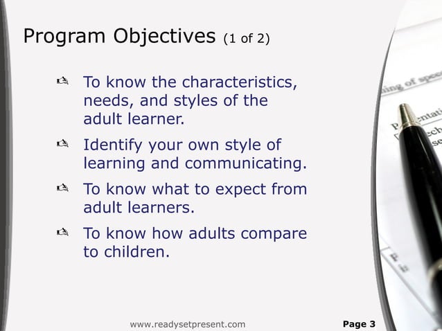 Training Adult Learners PowerPoint PPT Content Modern Sample | PPT