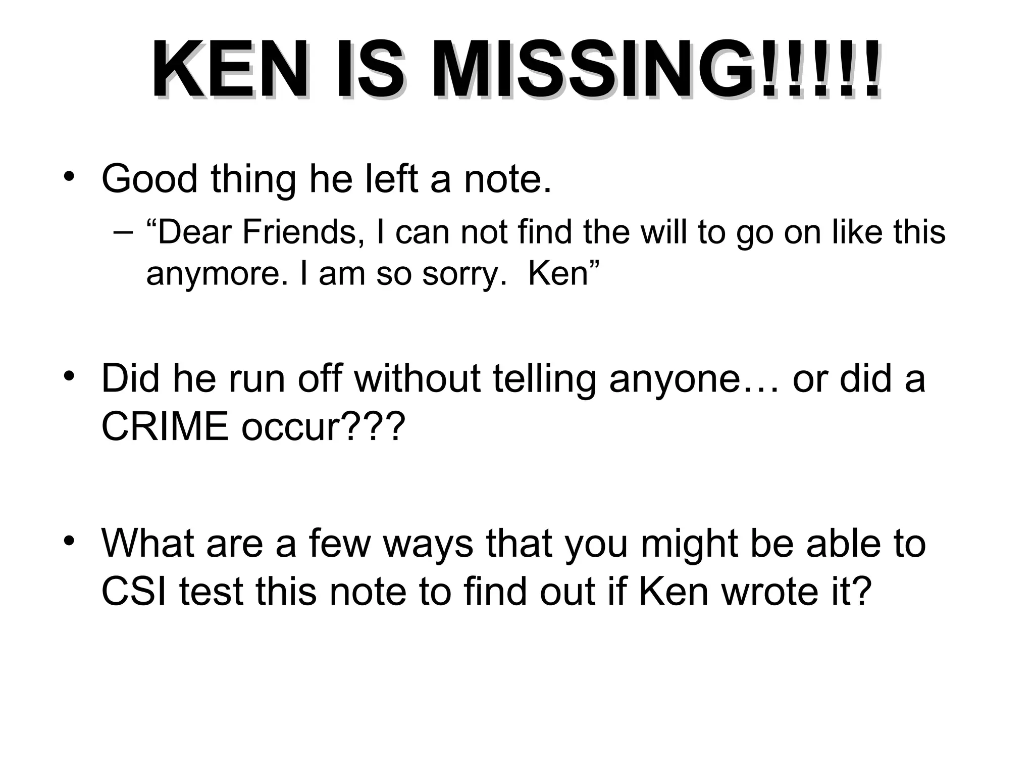 CSI: Ink Chromatography & 3 mini labs | PPT