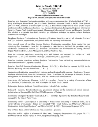 John Small's Bio | PDF