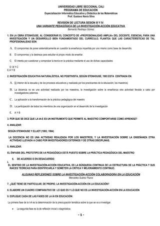 REVISION DE LECTURA SESION III Y IV | DOC