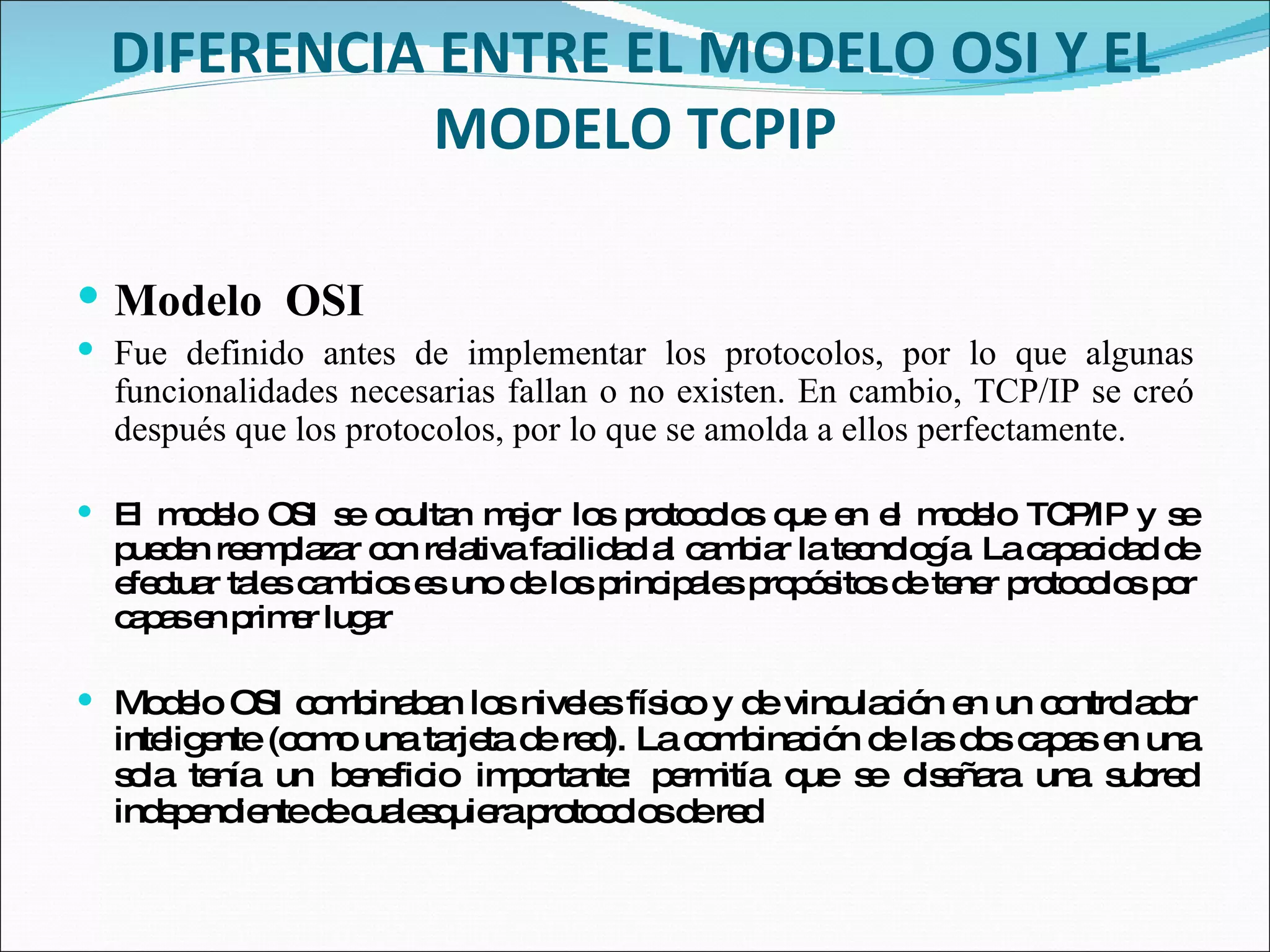 Comparacion entre el modelo TCP/IP Y MODELO OSI | PPT