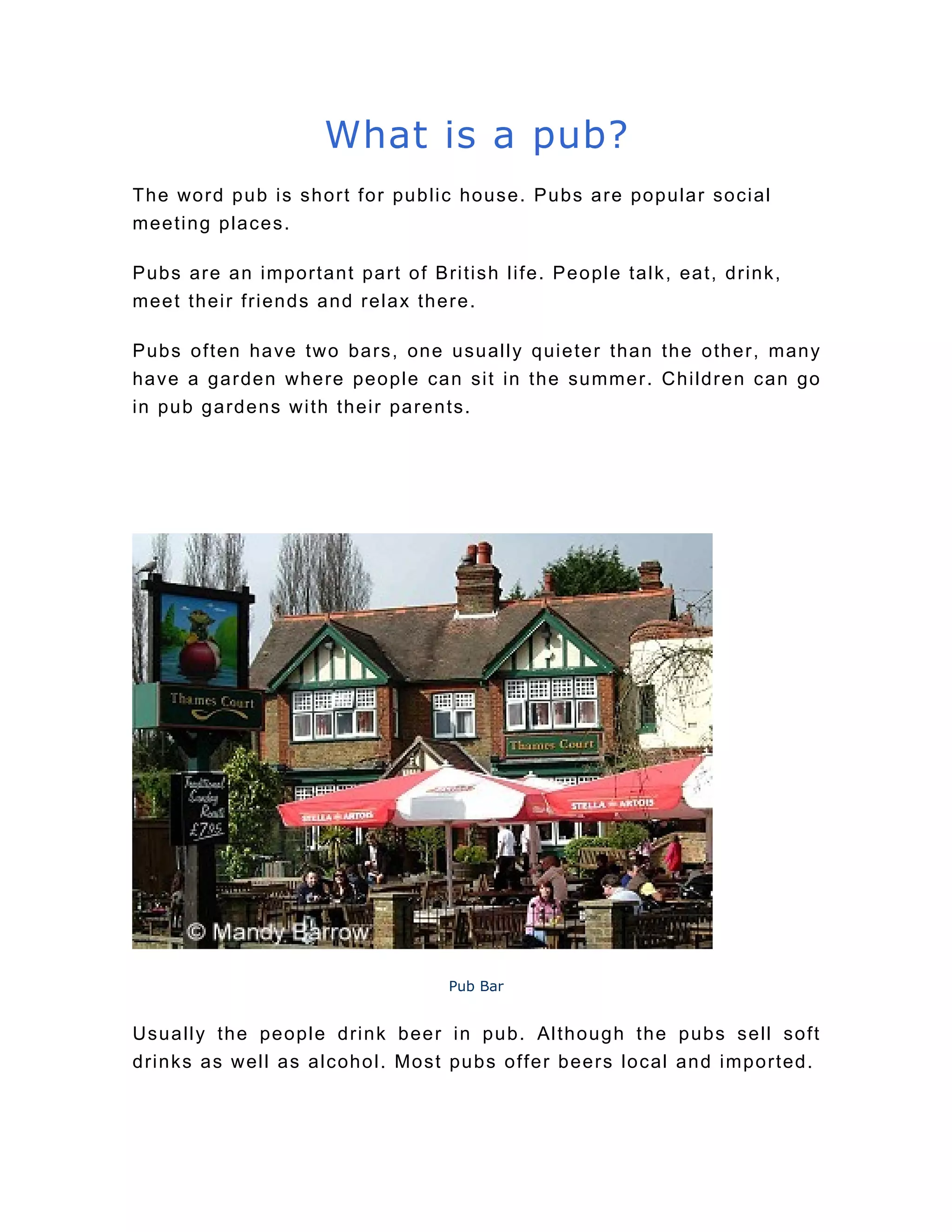 What is a pub? | DOC
