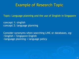 Doing Research on Language and Linguistics (2009) | PPT
