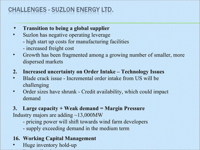 Business Strategy of Suzlon Energy Ltd. | PPT | Business | Business and ...