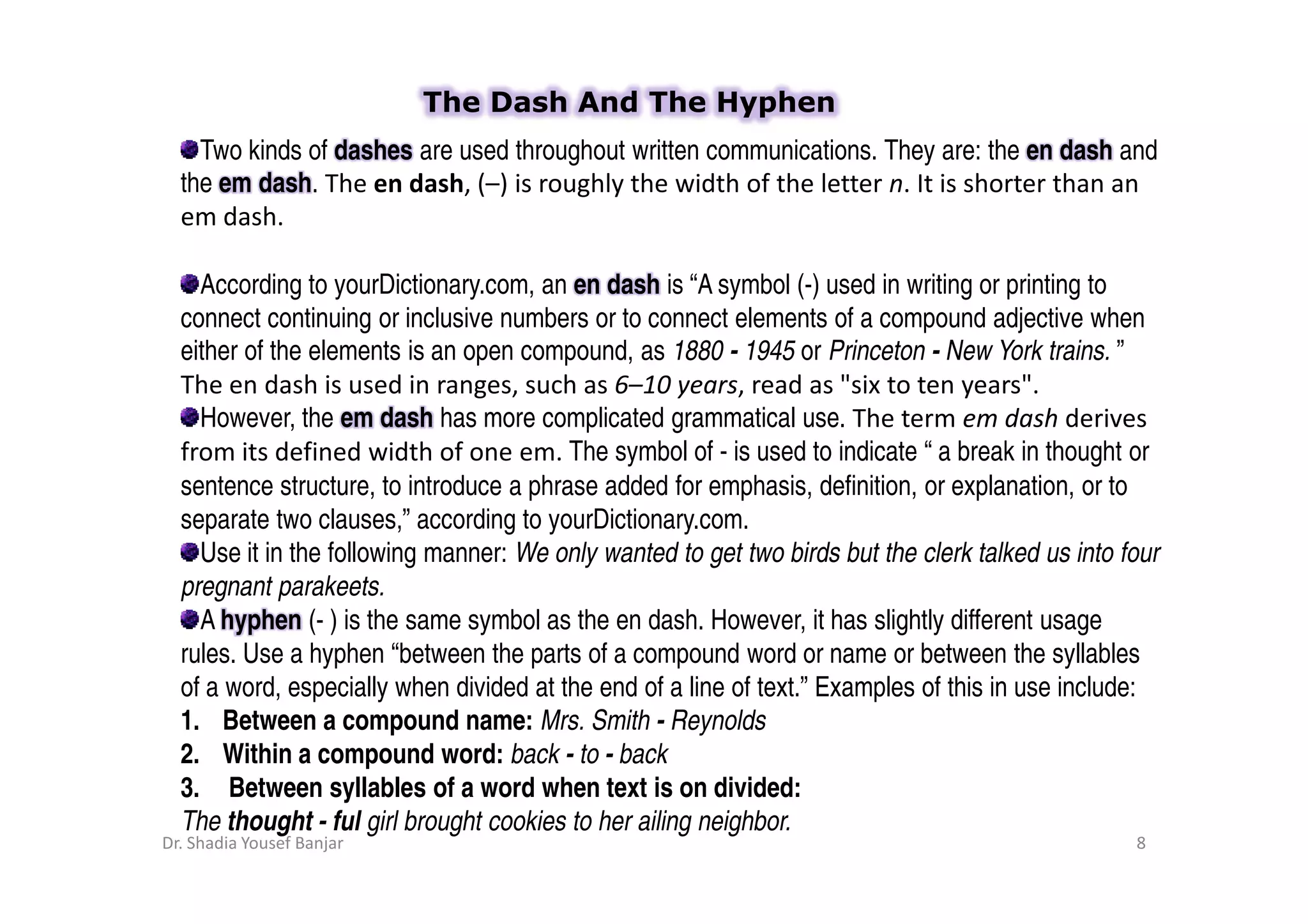 PUNCTUATION MARKS, by Dr. Shadia Y. Banjar | PDF