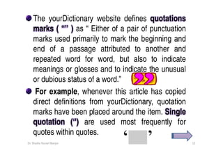 PUNCTUATION MARKS, by Dr. Shadia Y. Banjar | PPT