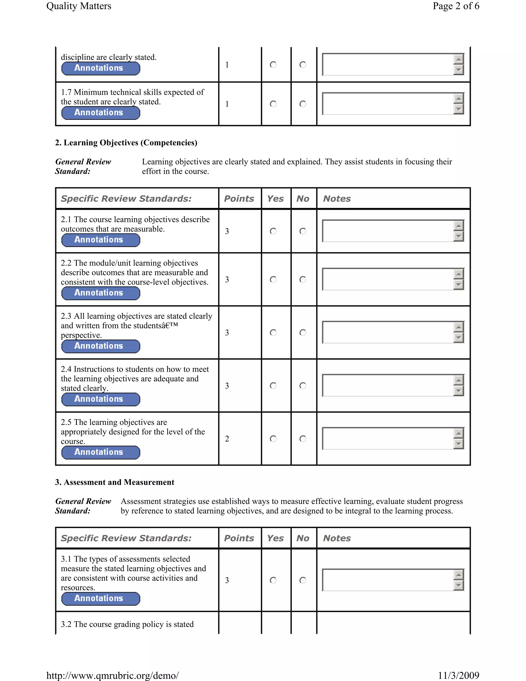 QM rubric per standard, instrument | PDF