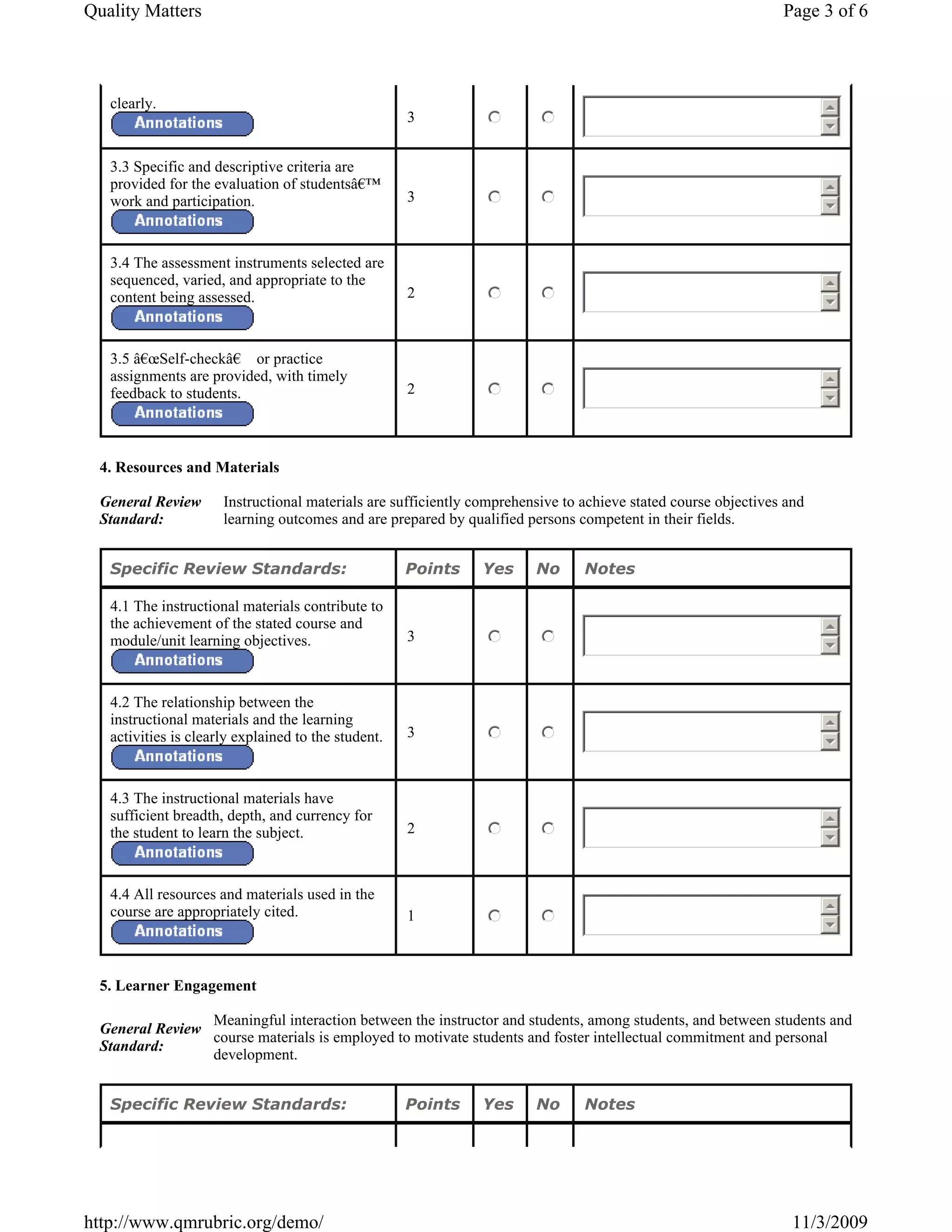 QM rubric per standard, instrument | PDF