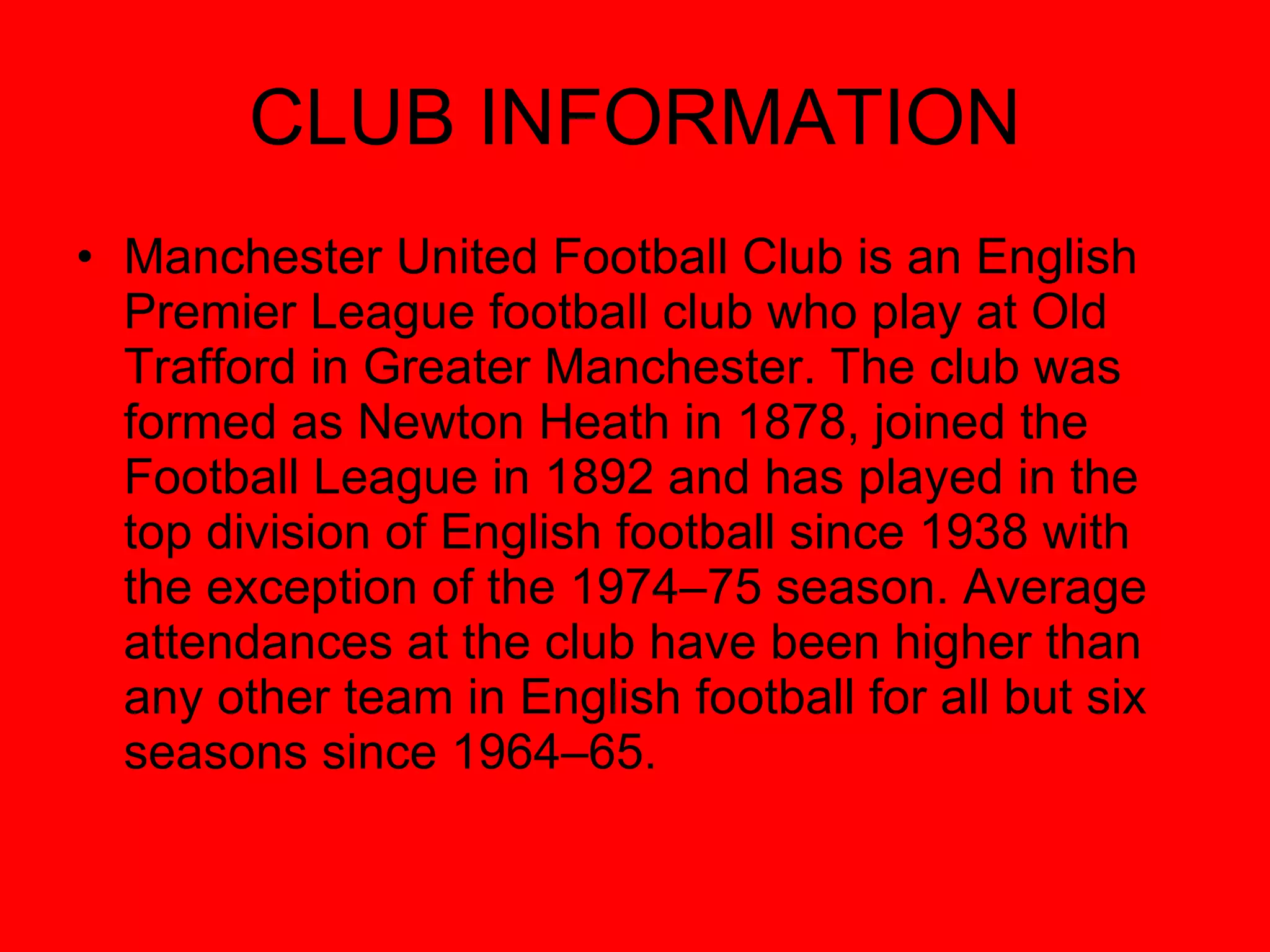 MANCHESTER UNITED | PPT | Soccer | Sports