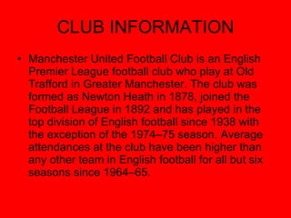 MANCHESTER UNITED | PPT | Soccer | Sports