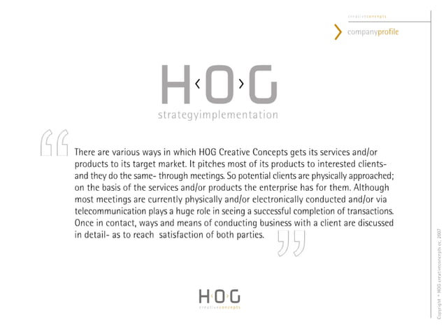 HOG Creative Concepts Company Profile | PPT