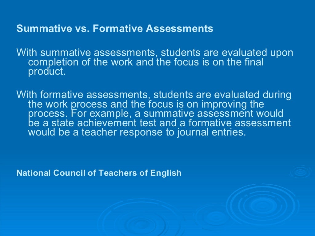 Formative Assessment vs. Summative Assessment