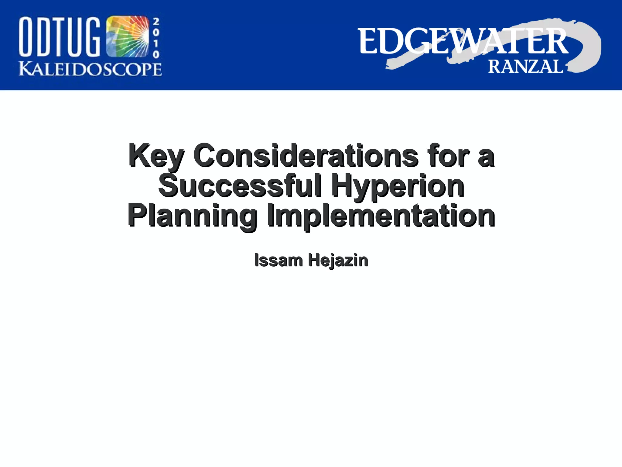 Oracle Hyperion Planning Best Practices | PPT