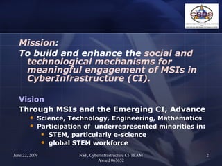 CI-Team MSI-CIEC High Performance Computing and CyberInfrastructure (CI ...