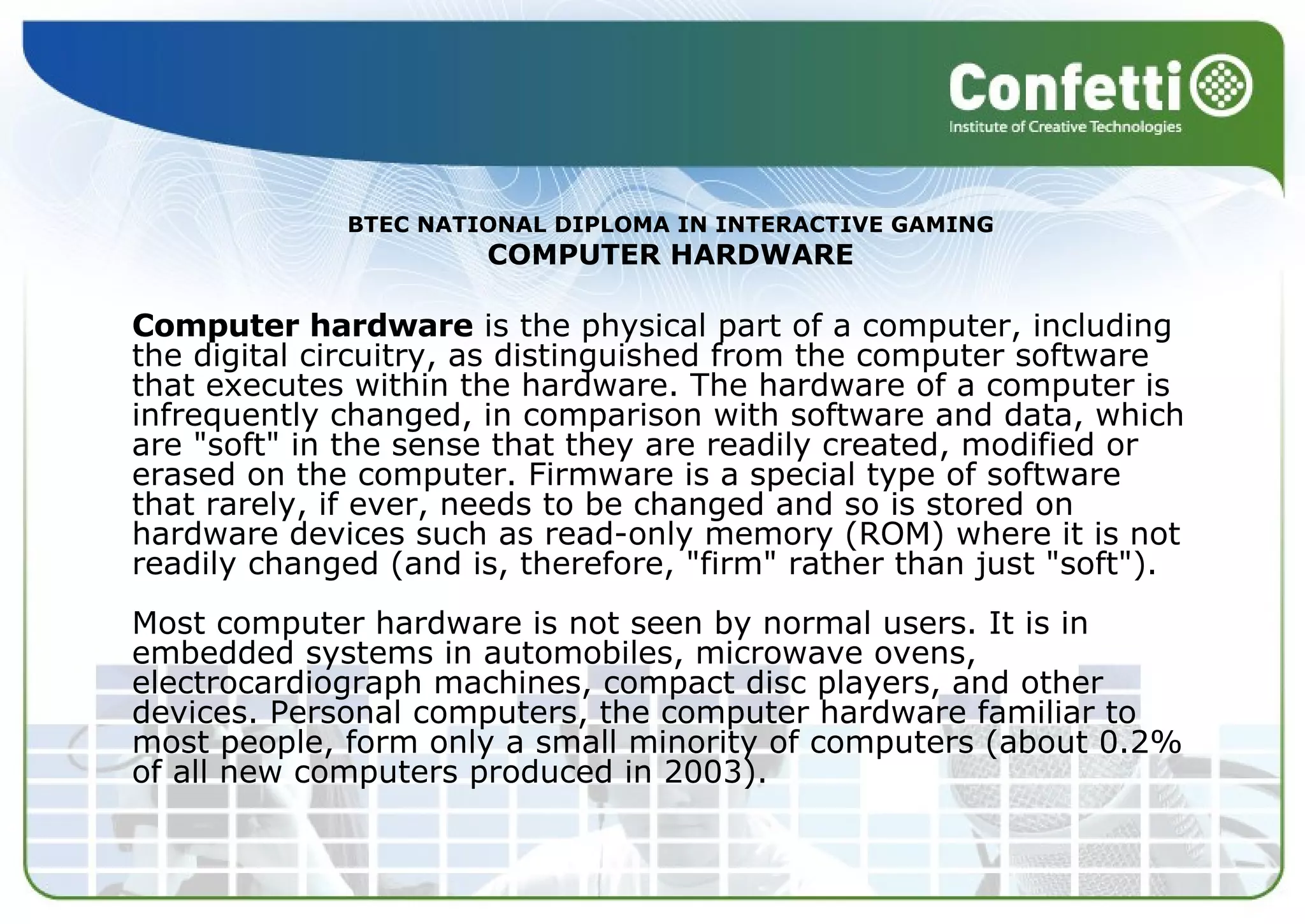 Computer Hardware - Platforms and Technologies | PPT