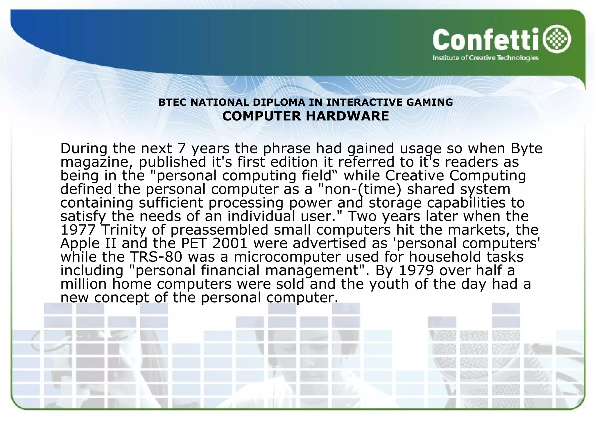 Computer Hardware - Platforms and Technologies | PPT