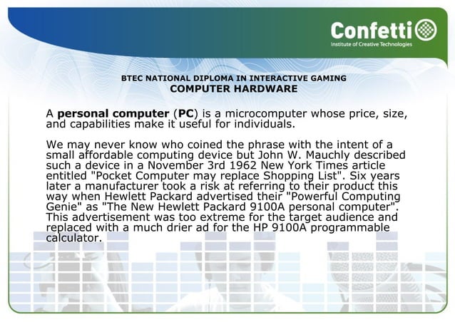 Computer Hardware - Platforms and Technologies | PPT