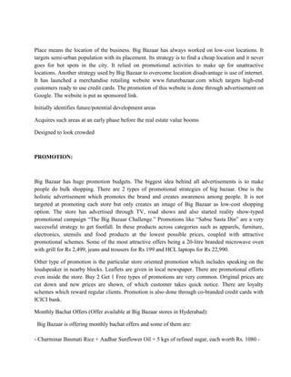 Project on Big bazaar | DOC