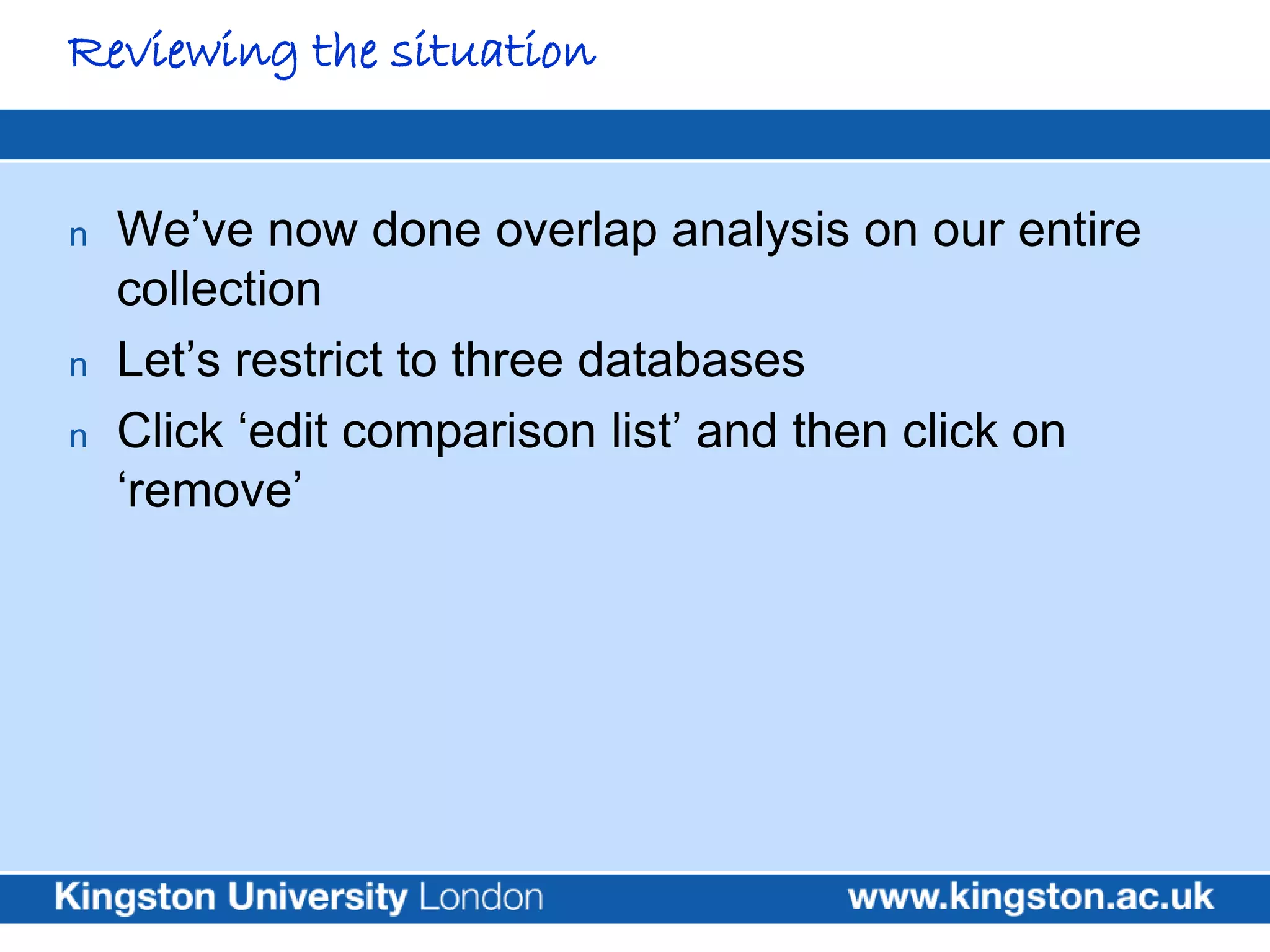Serials Solutions: overlap analysis | PPT