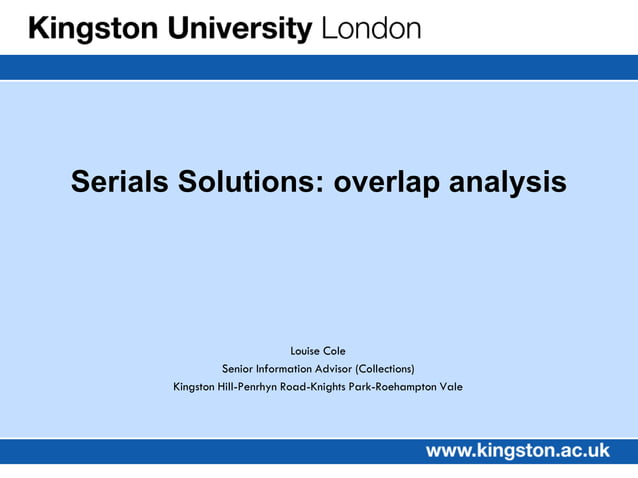 Serials Solutions: overlap analysis | PPT