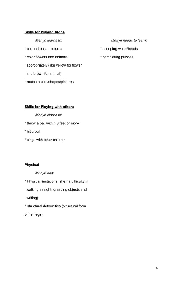 Sample Assessment report | DOC | Daycare and Pre-School | Parenting