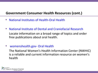 Module 4: Patient Information- Oral Health Resources | PPT