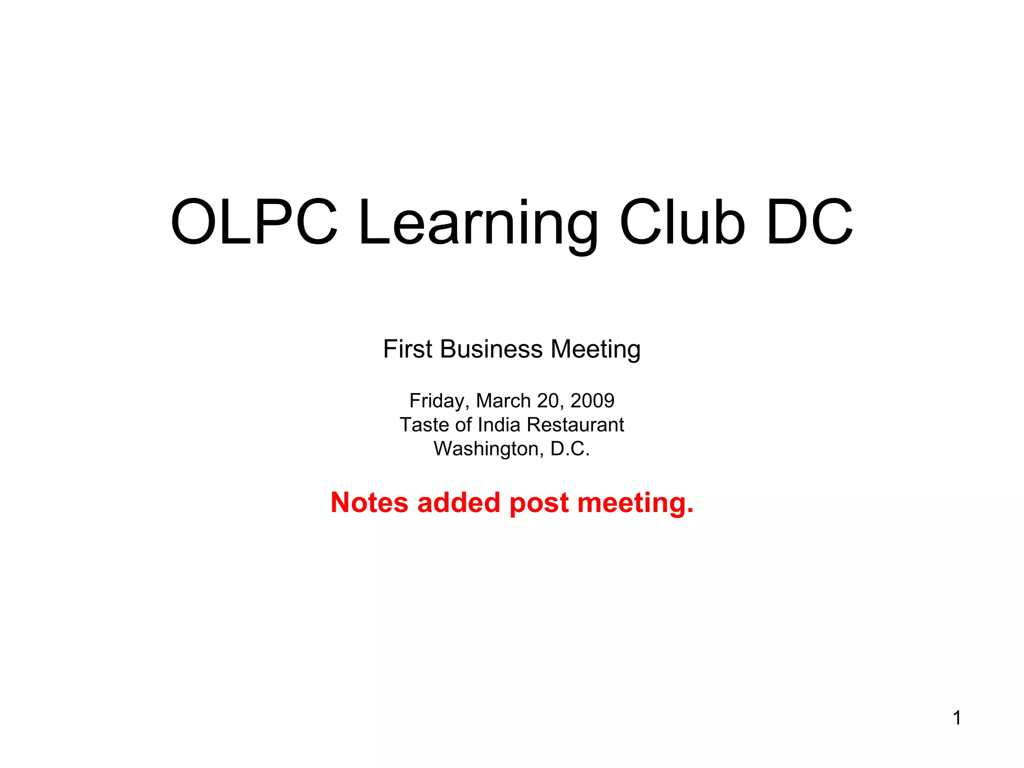 OLPC Learning Club First Business Meeting Handout (with post-meeting ...