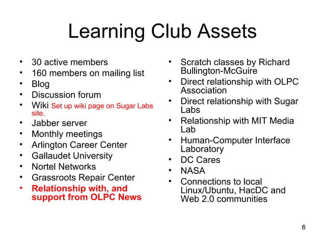 OLPC Learning Club First Business Meeting Handout (with post-meeting ...