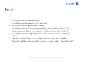 Cellule Staminali Del Cordone Ombelicale Biotech Sol | PDF