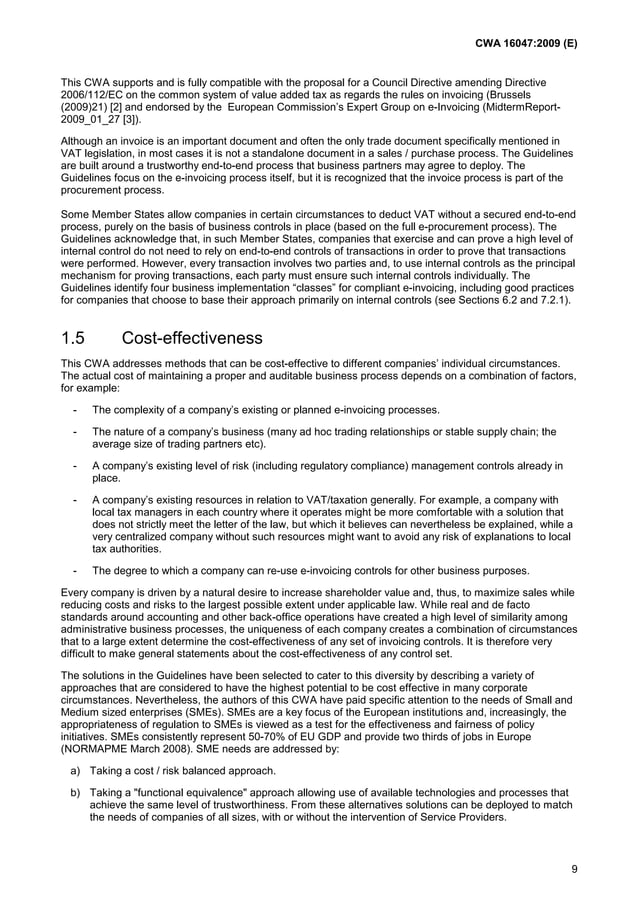 CWA 16047, E-Invoicing Compliance Guidelines - Commentary to the ...