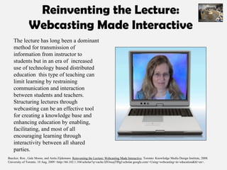 Webcasting in Education | POT