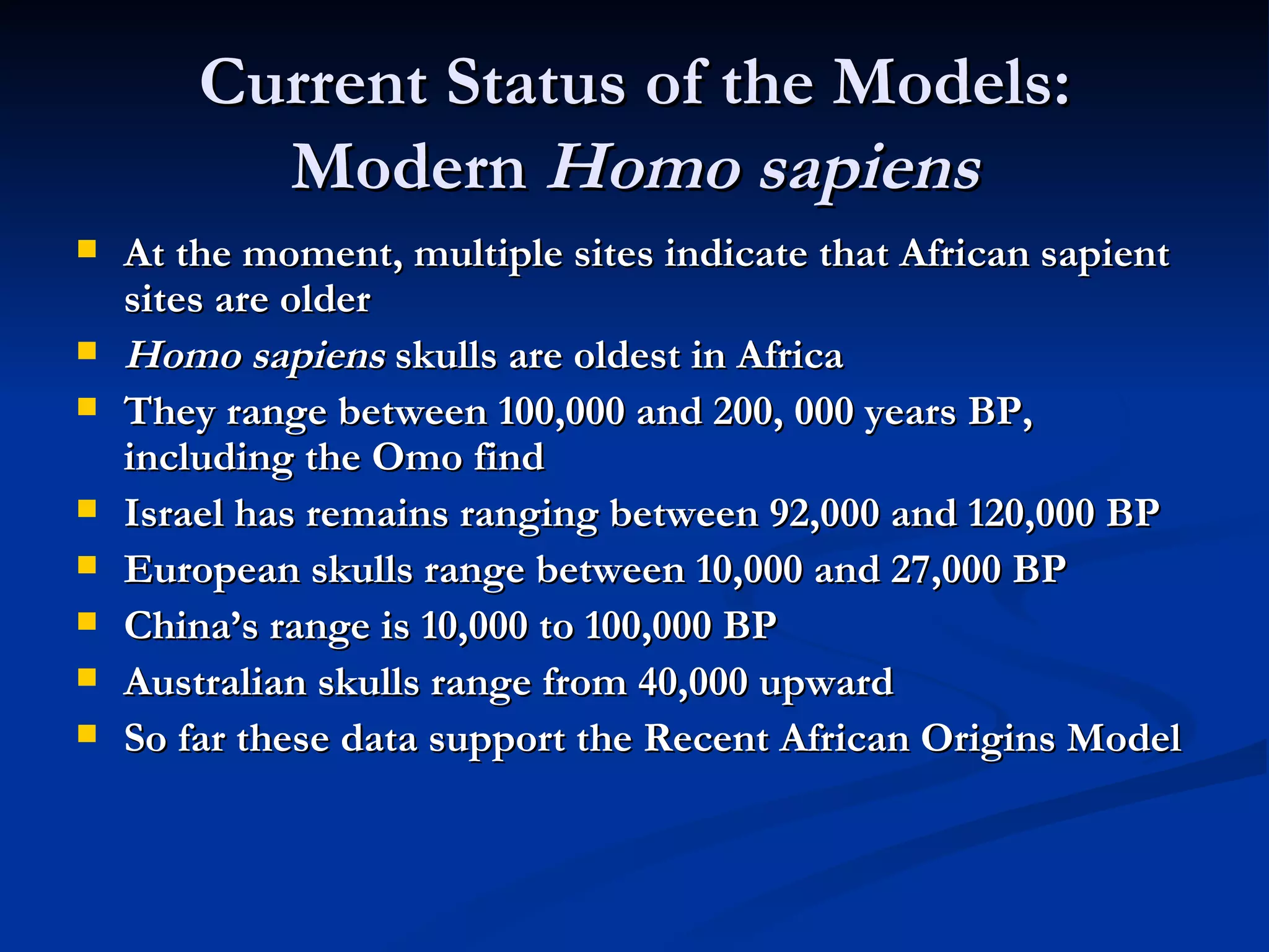 Recent African Origins or Regional Evolution? | PPT