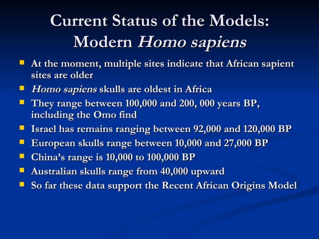 Recent African Origins or Regional Evolution? | PPT