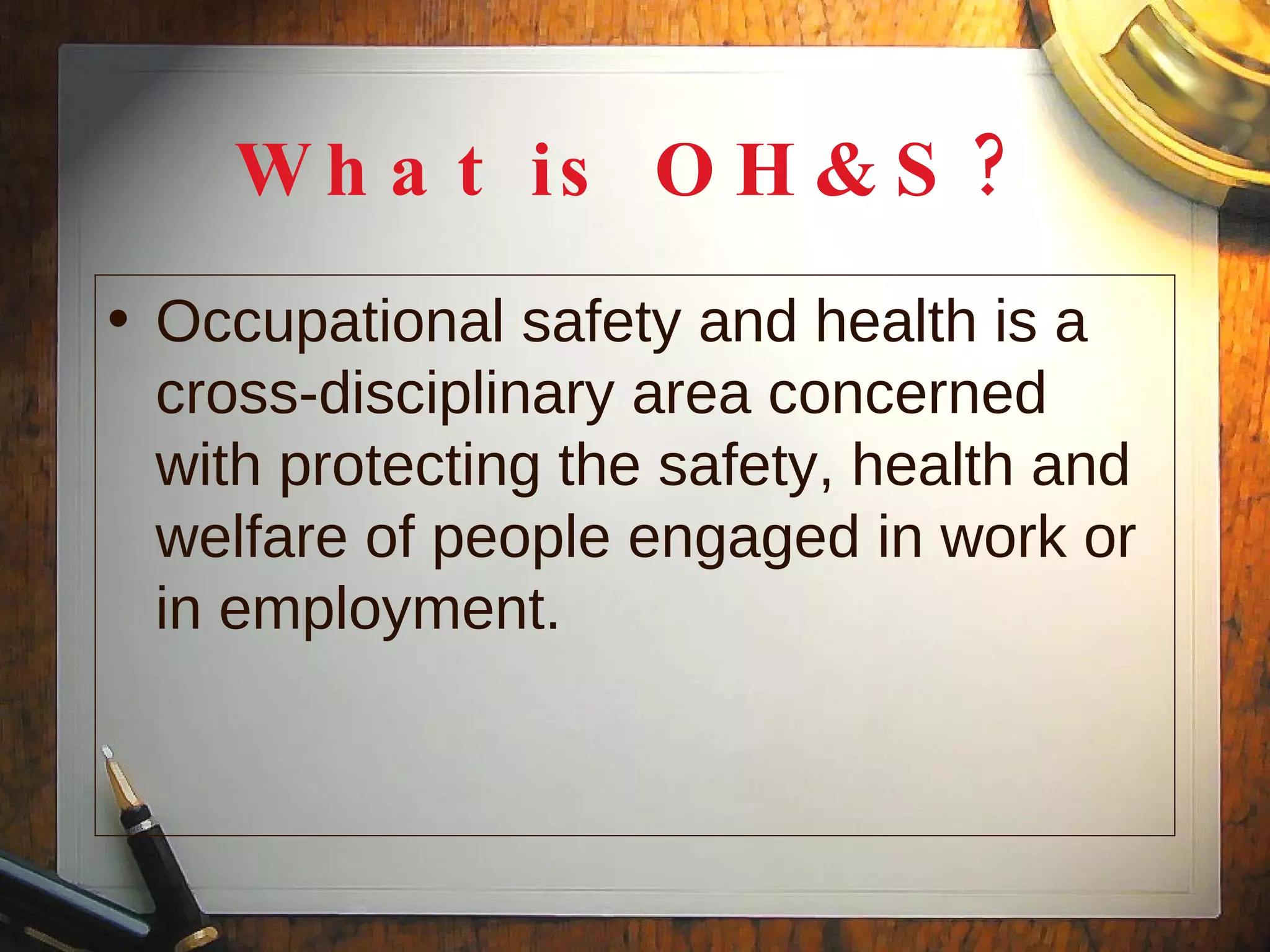 Occupational Health and Safety In Australia | PPT